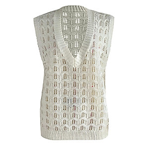 Padaleks Women's Oversized Fall Winter Pullover Sweater Vest Sleeveless V Neck Vintage Loose Casual Knitted Top