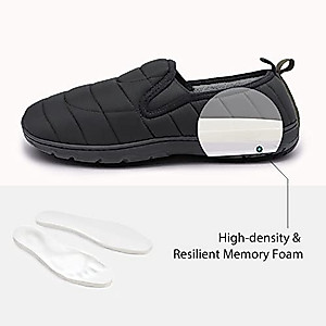 DREAM PAIRS Men's Water-Resistant Winter Warm Slippers, Slip-on Indoor Outdoor Machine Washable House Shoes, Dsl217m, Black, Size 11