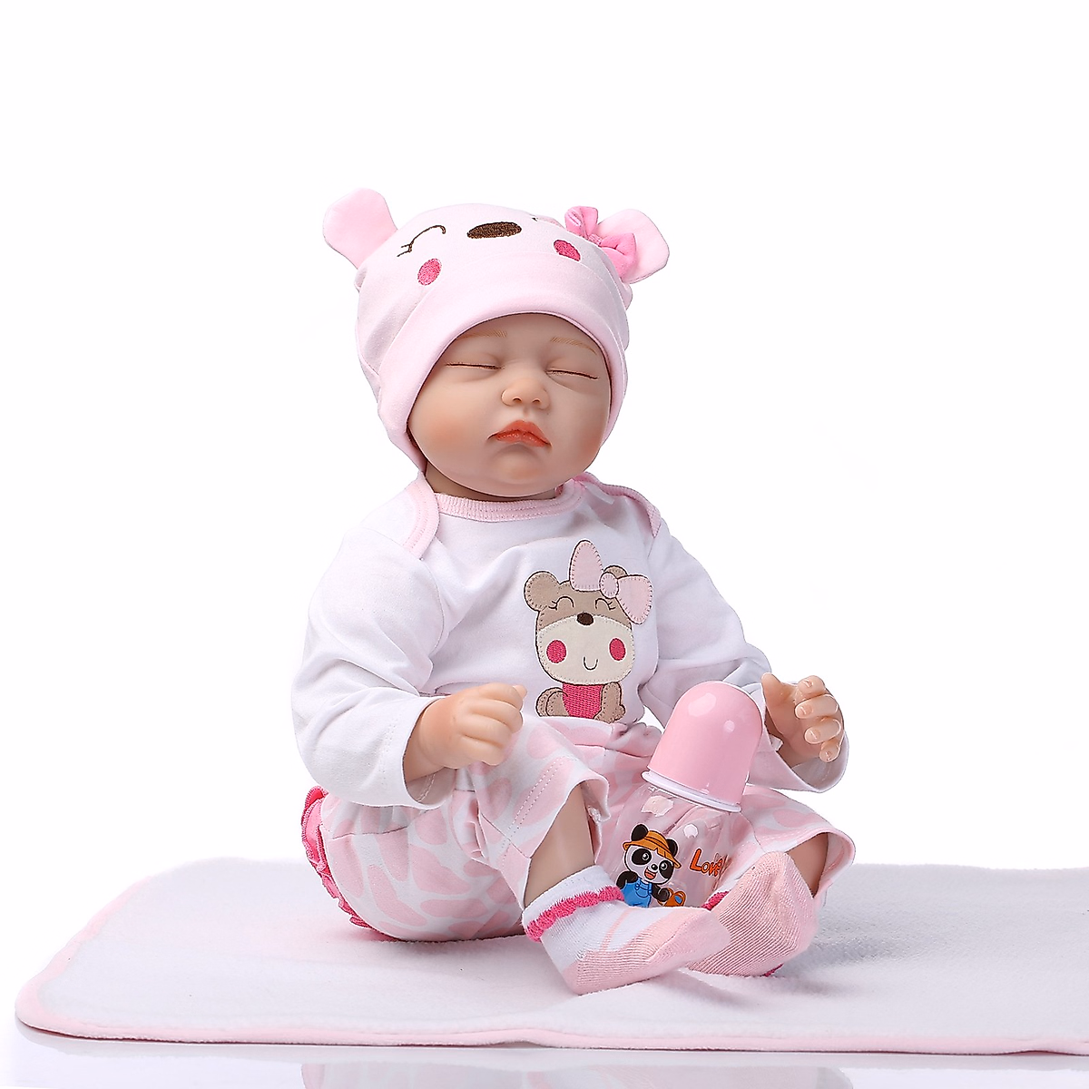 OCSDOLL Reborn Baby Dolls 22" Cute Realistic Soft Silicone Sleeping Baby Dolls Real Newborn Baby Doll Girl with Closed Eyes