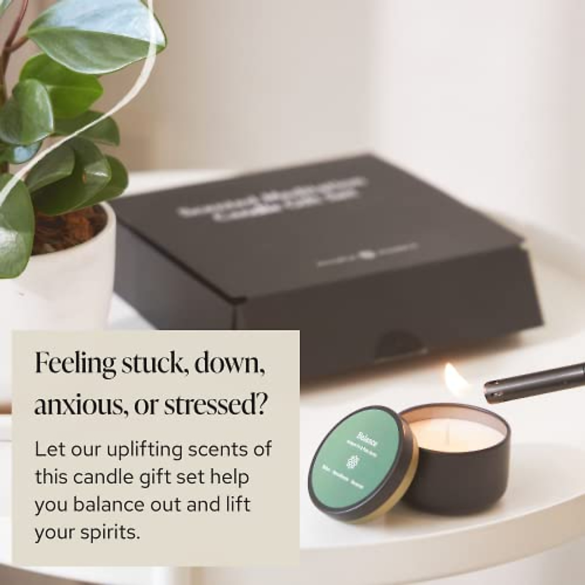 Mindful & Modern Natural Candle Gift Set | Palo Santo & Balsam Fir, Sage & Lavender, Ginger & Lemongrass, Eucalyptus, Bergamot & Tangerine | Stress Relief Aromatherapy Candles | Scented Home Fragrance