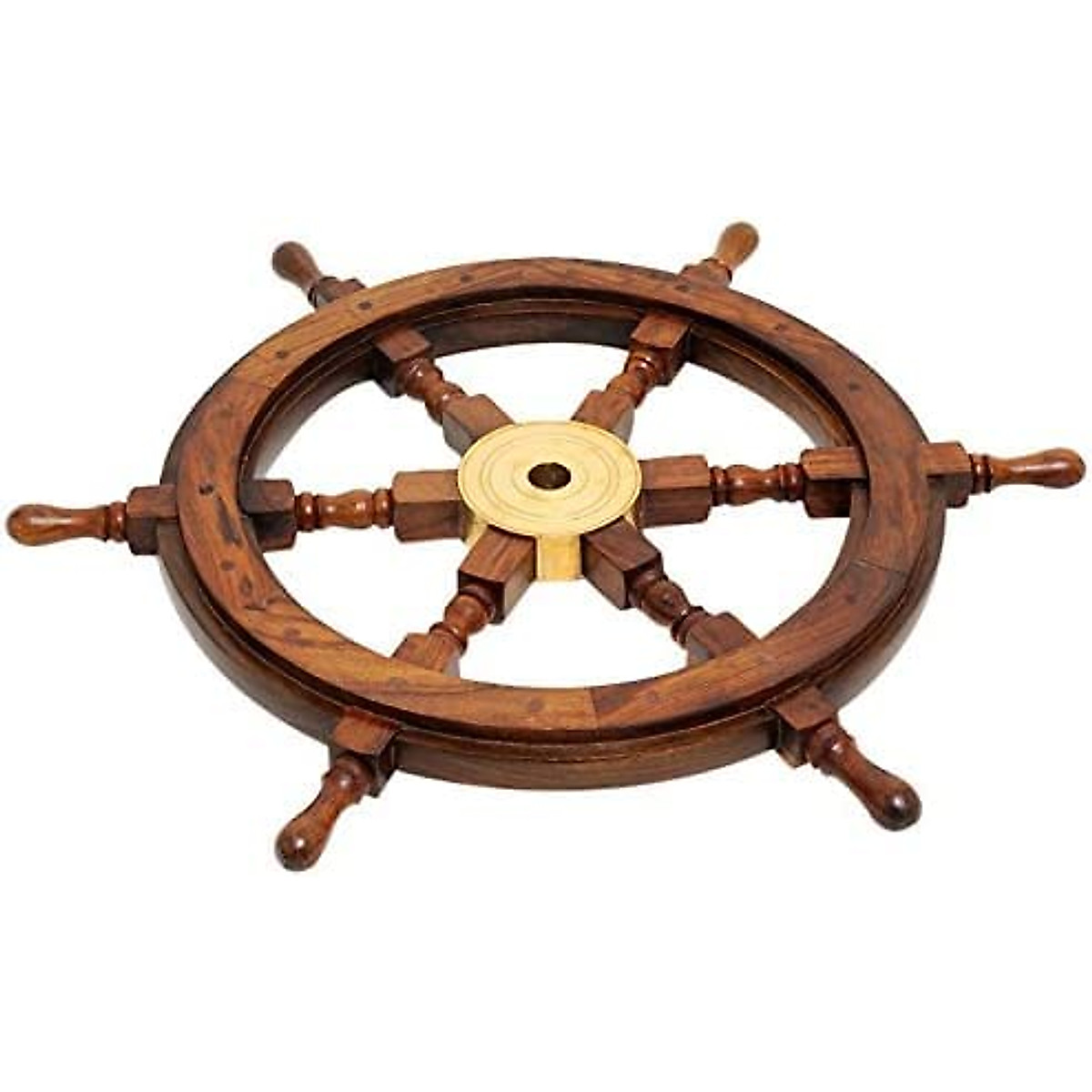 Medieval Replicas Brass Wooden Ship Wheel, 36-Inch