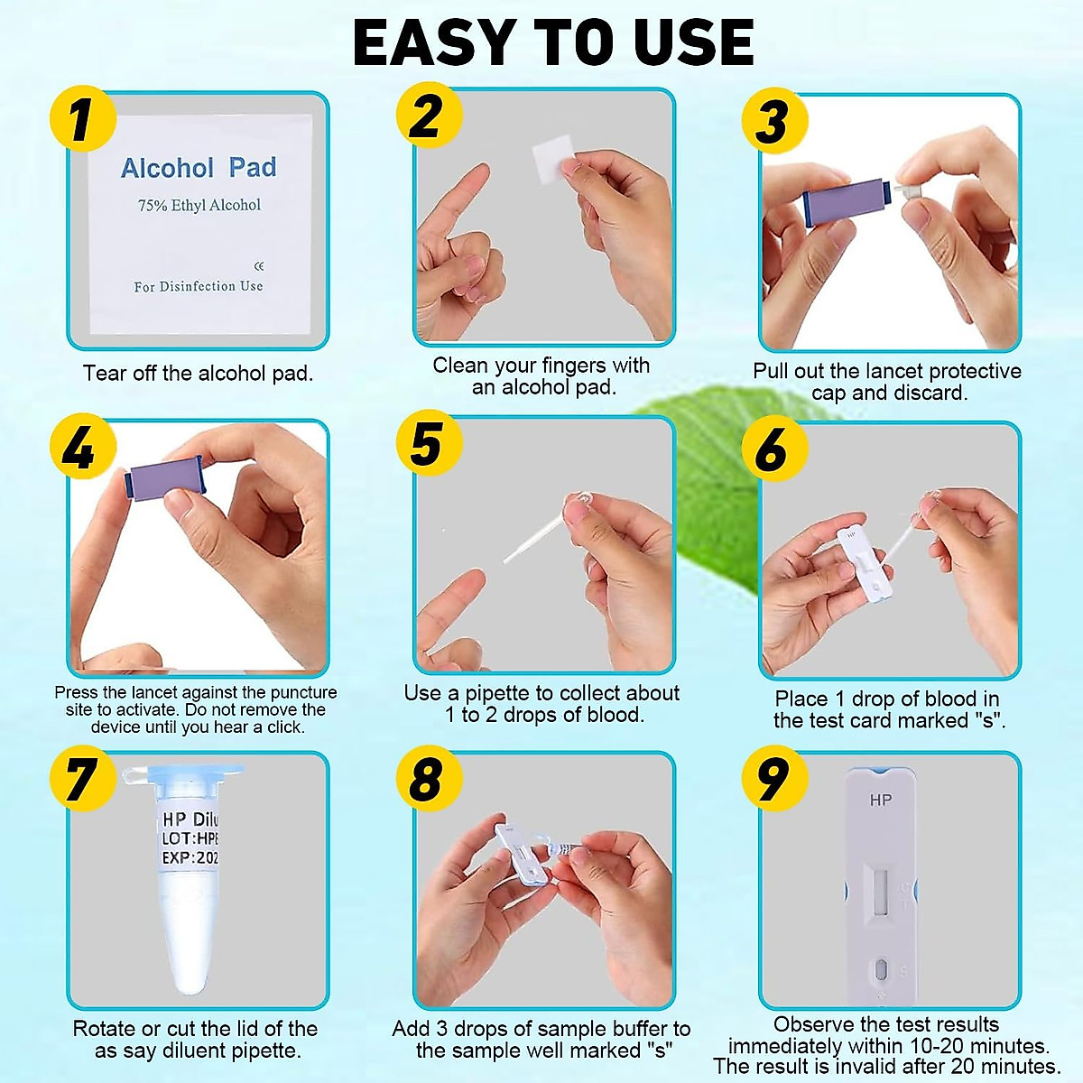 H Pylori Test Kit, Helicobacter Pylori Test Kits at Home, 4 Tests H. Pylori Test H-Pylori Self-Test for Home Use, Results in 10-15 Minutes