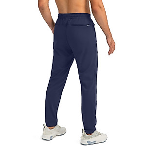 G Gradual Men's Sweatpants with Zipper Pockets Tapered Joggers for Men Athletic Pants for Workout, Jogging, Running (Navy, Medium)