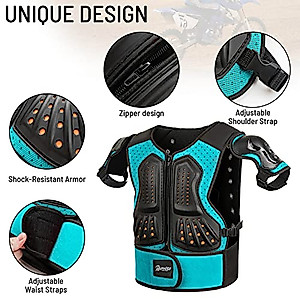 Reomoto Kids Protective Gear,Motorcyle Armor Suit Dirt Bike Gear for Kids Dirt Bike Cycling Skating Off-RoadRiding Skiing (Blue) (020)