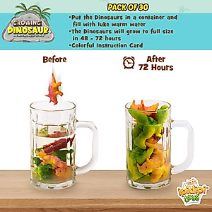 IPIDIPI TOYS Water Growing Dinosaur Toys for Kids - 30 Pack Dinosaur Party Favors for Kids, Goodie Bag Stuffers, Piñata Stuffers, School Prize Box Toys for Boys, Growing Animals in Water