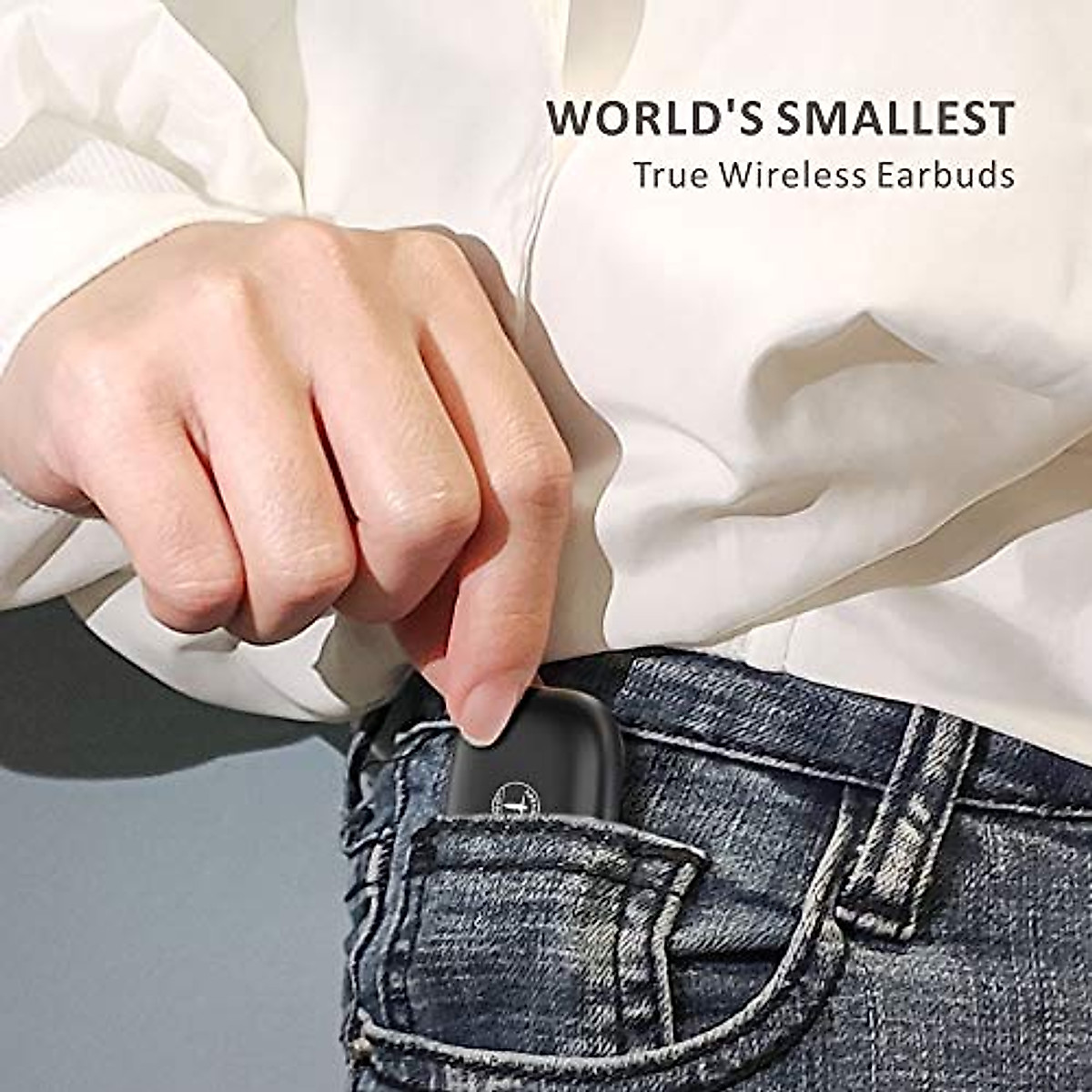 ABRAMTEK Smallest True Wireless Earbuds, E8 Mini Bluetooth 5.0 Headphones, Tiny USB-C Charging Case, IPX7 Waterproof, Stereo Earphones for Sports Workout