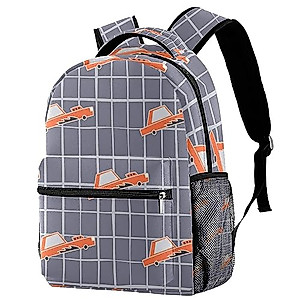 Sportcar Pattern In Doodle Style Durable Laptops Backpack Computer Bag for Women & Men Fit Notebook Tablet