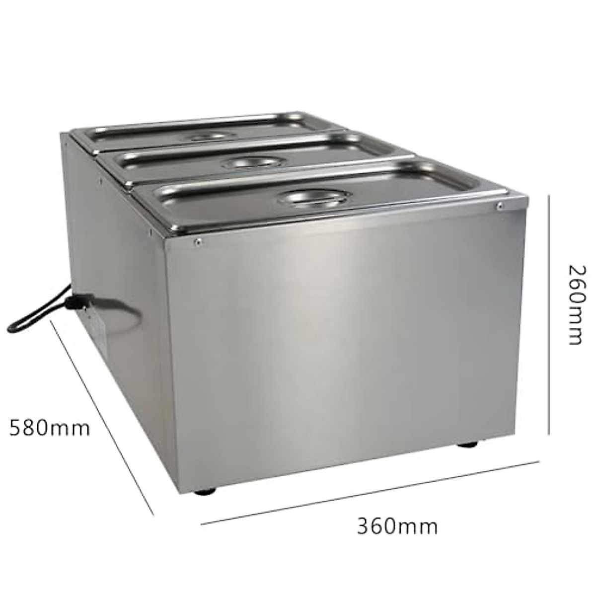 TsoLay Electric Commercial Food Warmer, Large Capacity 3 Pan Stainless Steel 1500W Electric Countertop Steam Table with Automatic Temperature Control, Faucet Design for Catering and Restaurants