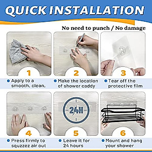 BTSD-home Shower Caddy Bathroom Organizer 2 Pack Rustproof Shower Shelf Rack Adhesive Shower Shelves with 4 Hooks, Stainless Steel No Drilling for Home Decor Bathroom Accessories Essentials