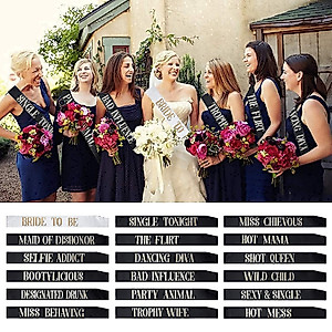 Snsowed 18 Pack Bachelorette Party Sashes, Bride Tribe Funny Bridesmaid Sash Set, Team Bride Sash, Maid of Honor Sash for for Bachelorette Hen Party and Bridal Shower Engagement Wedding Party