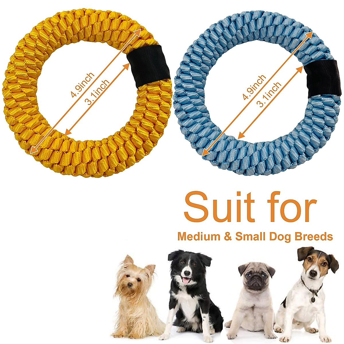 CaBYbigG Dog Rope Toy,No Stuffing Dog Toy,Puppy Chews for Teething,Dog Chew Toys,Ring Dog Toys for Medium Small Dogs Breed 4 Packs