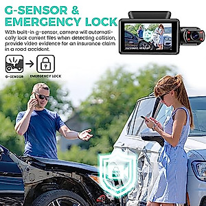Dash Cam, Dash Camera Front and Inside, 1080P Full HD Dashboard Camera, 3'' Car Monitor with 32G SD Card, Passenger and Baby HD Car Dash Camera, Night Vision, G-Sensor, Essential Vehicle Accessories