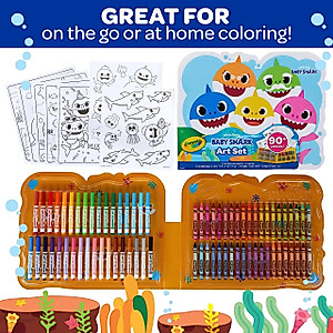 Crayola Baby Shark Art Set, 90 Pieces, Gift for Kids, 4, 5, 6, 7