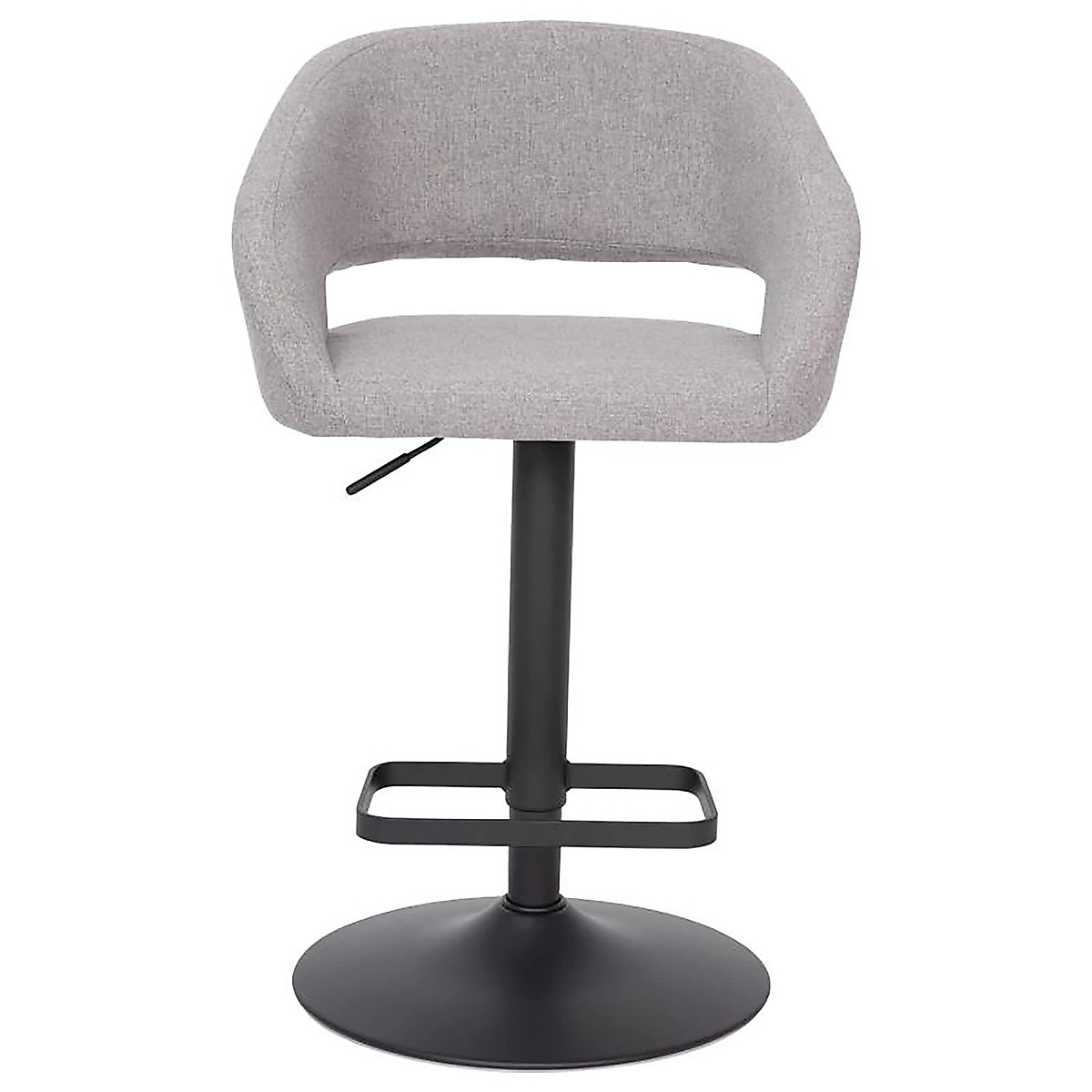 Flash Furniture Erik Comfortable & Stylish Contemporary Barstool with Rounded Mid-Back and Foot Rest, Adjustable Height - Gray Fabric with Black Base