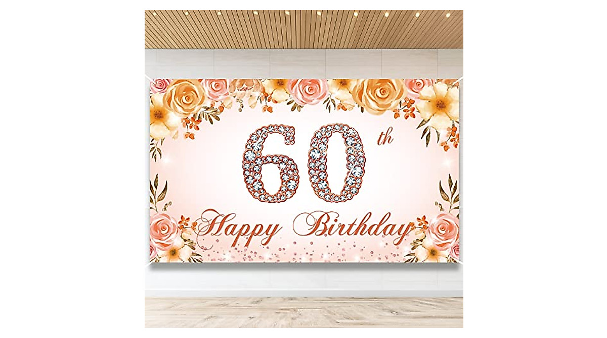 Elegant 60th Birthday Banner - Rose Gold Décor for Celebrations