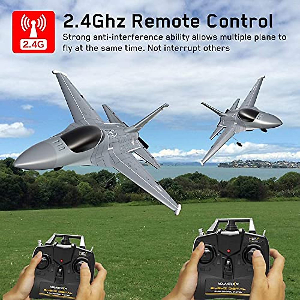 VOLANTEXRC 4CH RC Plane 2.4GHz RC Jet F-16 Fighting Falcon RC Airplane Fighter Ready to Fly with Xpilot Stabilizer System, One Key Aerobatic Perfect for Adults (761-10)