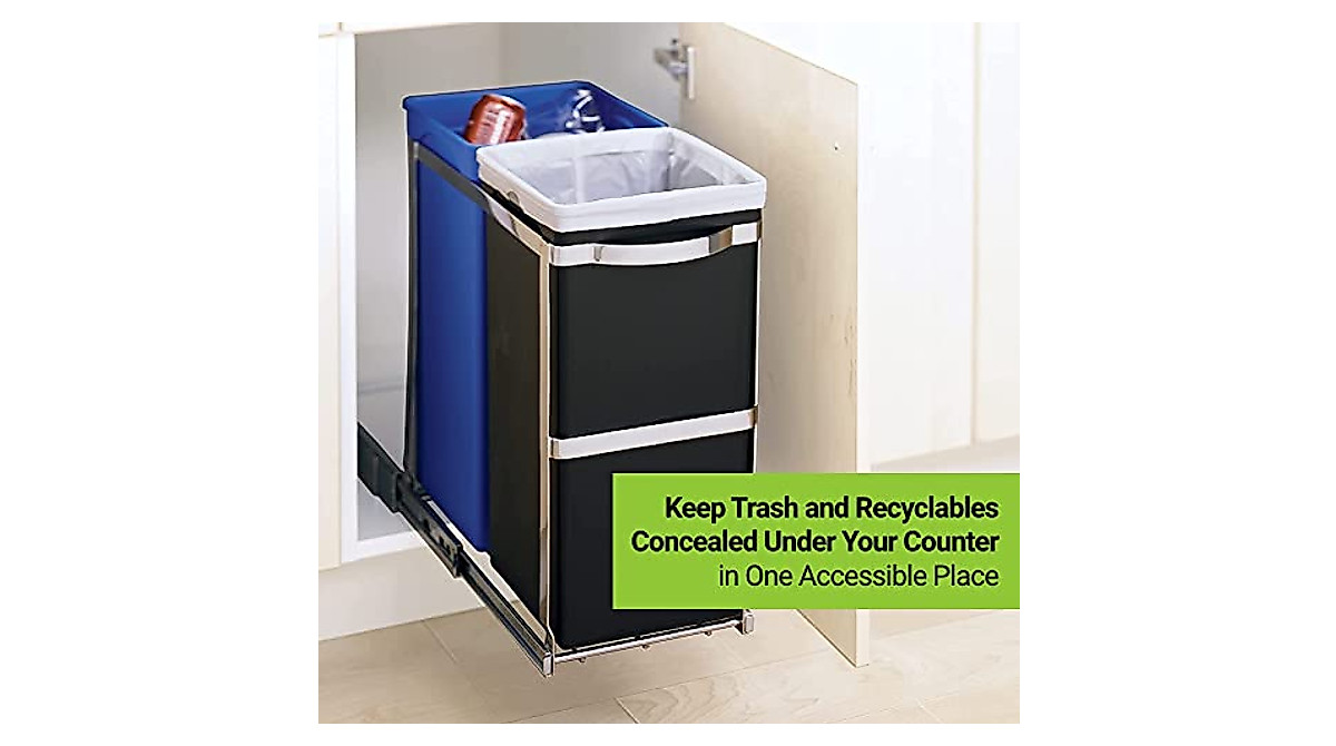 AdirHome Dual-Compartment Under-Counter Trash & Recycling Bin System