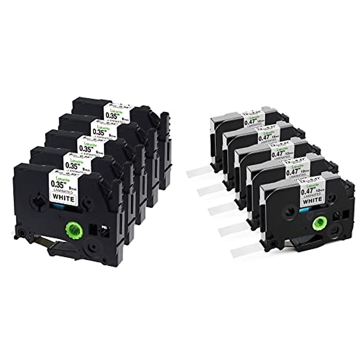 Replacement for Brother Ptouch TZe-221 9mm Label Tapes Bundle with Replace TZe-231 12mm Label Tape, Black on White, (Total 10-Pack)