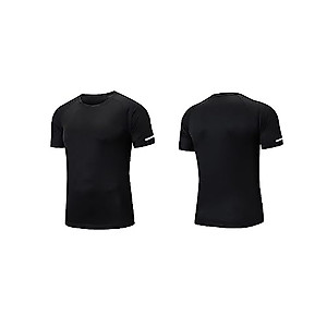 Mufeng Kids Boys Quick Drying Breathable Short Sleeve T-Shirt Sun Protection Shirts for Workout Exercise Running Cycling Black 9-10 Years