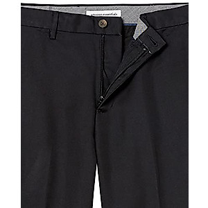 Amazon Essentials Men's Classic-Fit Expandable-Waist Flat-Front Dress Pant, Black, 34W x 32L