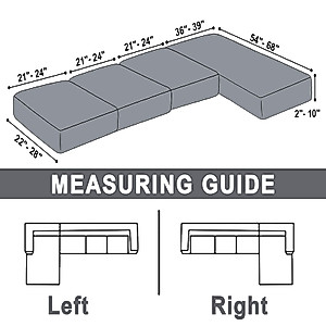 BT.WA Sectional Couch Covers for 4-Piece Seat Cushion Velvet Separate L Shape Couch Cover Stretch Sofa Slipcover with 2 Pieces Pillowcases Furniture Protector (Sofa 3 Seater + 1 Chaise, Dark Grey)