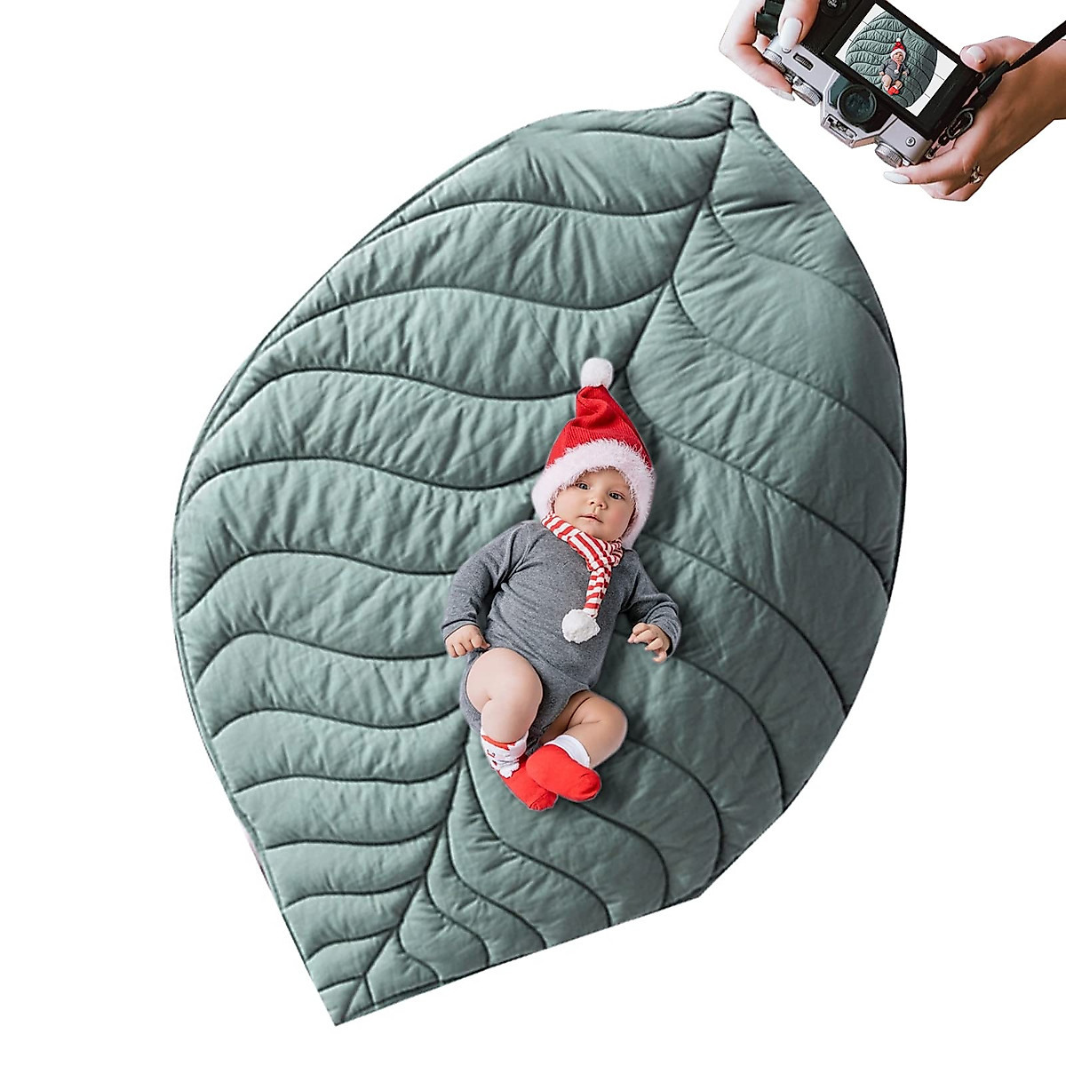 VARIPOWDER Baby Play Mat,56.3x42.1inch Cotton Crawling Cushion, Kids Room Rug Floor Gym,Soft Washable Non-Slip Room Decor Floor Rug, Activity Floor Carpet,Photo Studio Prop(Green)