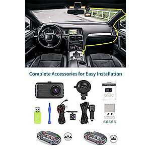 Dash Cam Front and Rear, Milerong 1080P FHD Dash Camera for Cars, 3" IPS Display Full HD170° Wide Angle Car Camera with Night Vision, G-Sensor, Loop Recording, Parking Monitor, Motion Detection, WDR