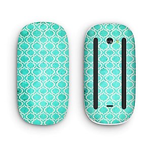 Design Skinz Teal and White Bubble Morrocan Pattern Vinyl Decal Compatible with The Apple Magic Mouse 2 (Wireless, Rechargable) with Multi-Touch Surface