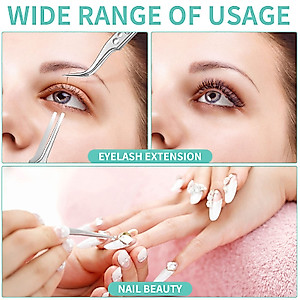 8 Pcs Tweezers Set Stainless Steel Tweezers Forceps with Magnifying Glass Straight Fine Point Forceps Curved Round Flat Tip Tweezers 9 Holes Straight Curved Tip Tweezers for Beauty Craft (Simple)