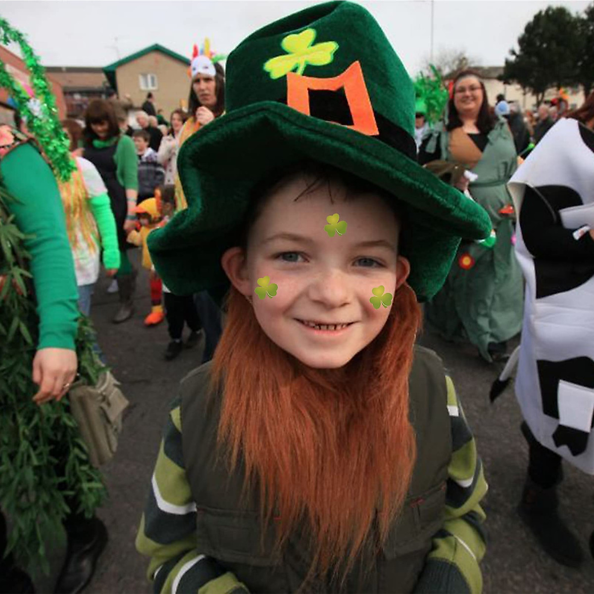 CUTELIILI St. Patrick's Day Temporary Tattoo 100+pcs, Party Favours Irish Flag Shamrock 12 Sheets Face Stickers For Audlts And Kids