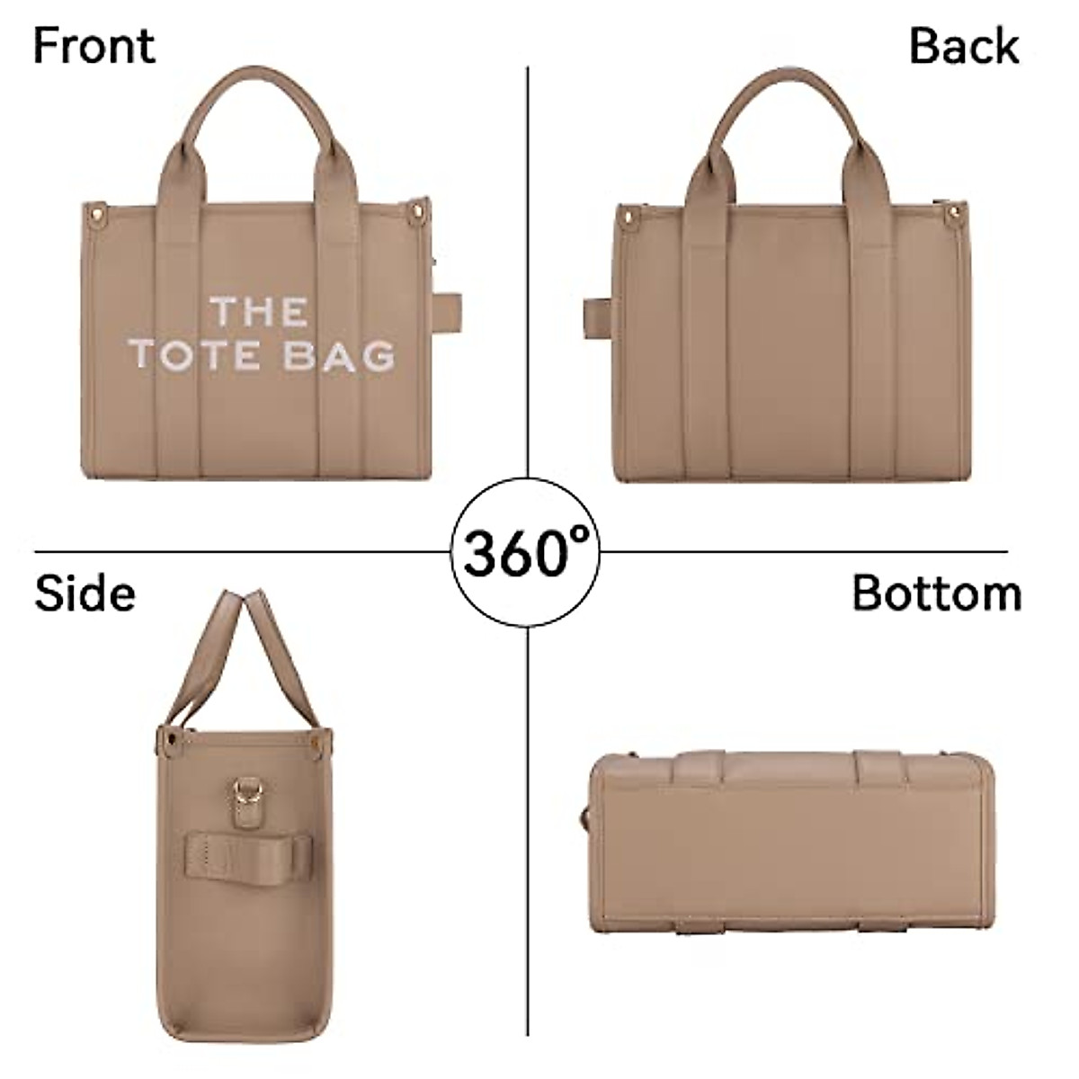 charlore The Leather Tote Bag For Women, Womens Tote Bags with zipper,Can shoulder/crossbody,Handbag (10 inch)