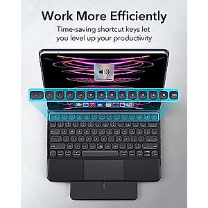 ESR iPad Keyboard Case for iPad Pro 12.9 inch (3rd, 4th, 5th, 6th Generation), Easy-Set Floating Cantilever Stand, Precision Multi-Touch Trackpad, Multi-Color Backlit Keys, Magic Keyboard, Black