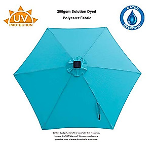 C-Hopetree 7.5 ft Outdoor Patio Market Table Umbrella with Solar LED Lights and Tilt, Aqua Blue