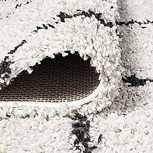 JONATHAN Y SHG101A-8 Inca Moroccan Diamond Shag Indoor Area -Rug Bohemian Contemporary Geometric Easy -Cleaning High Traffic Bedroom Kitchen Living Room Non Shedding, 8 X 10, Beige/Dark Gray