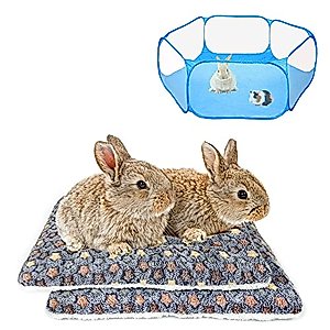 Amakunft 2 Pcs Large Guinea Pig Bed Mat, Rabbit Sleep Bed, 17.7x13.7x2 Inches, Small Animal Playpen for Bunny/Chinchilla/Hedgehog