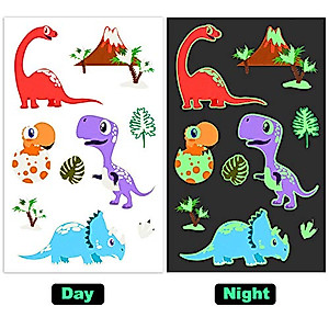10 Sheets Luminous Dinosaur Temporary Tattoos for Kids, Glow Waterproo In The Dark Waterproof Fake Stickers for Boys and Girls Birthday Party Supplies, Stocking Stuffers,