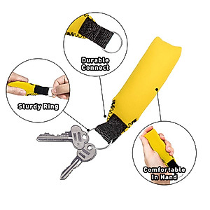 Floating Neoprene Keychain, Rectangle Buoyant Key Ring, Water Sports Keychain for Marine Boat, Fishing, Sailing, Surfing, Kayaking, Swimming, Diving, Water Sports Yellow