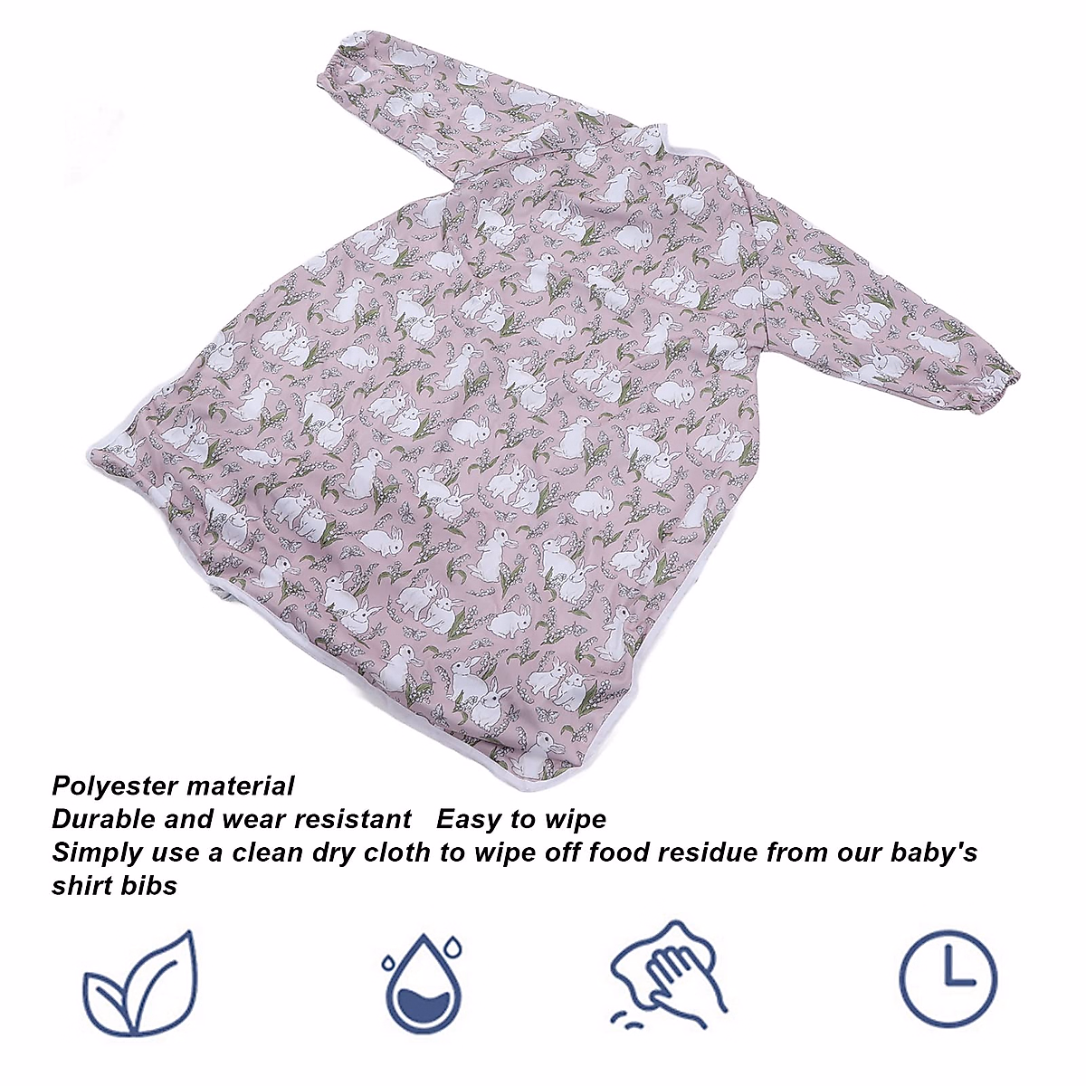 SPYMINNPOO Highchair Cover, Integrated Waterproof Prevent Food Stain Polyester Sleeve Coverall Bib for Kids Dining (Rabbit)