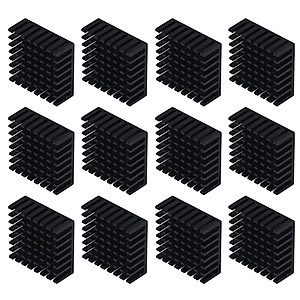 Antrader 12pcs Black Aluminum Cooler Radiator Heat Sink Heatsink 25 x 25 x 10mm