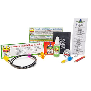 Monster French Horn Care and Cleaning Kit | Rotor Valve Oil w/Easy-to-Use Needle Applicator Tip, Slide Grease, and Cleaning Brushes to Take Care of Your French Horn