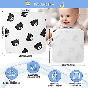 Pigsaly Cute Teddy Bear Faces Hooded Baby Towel Black Animals Baby Bath Towel Unisex Toddlers Hooded Towels Cotton Boy Washcloths Girl Shower Towel for Infant Newborn 30 x 30 in