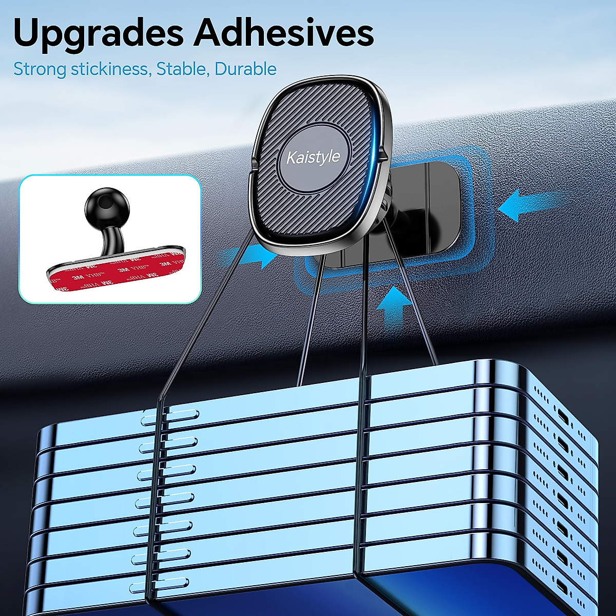 Kaistyle Magnetic Phone Holder for Car【Dash +Vent】 iPhone Magnetic car Mount for Cell Phone【Super Magnets】 Phone Holders for Your Car Magnetic Phone Mount Holder for All Smartphones & Tablet