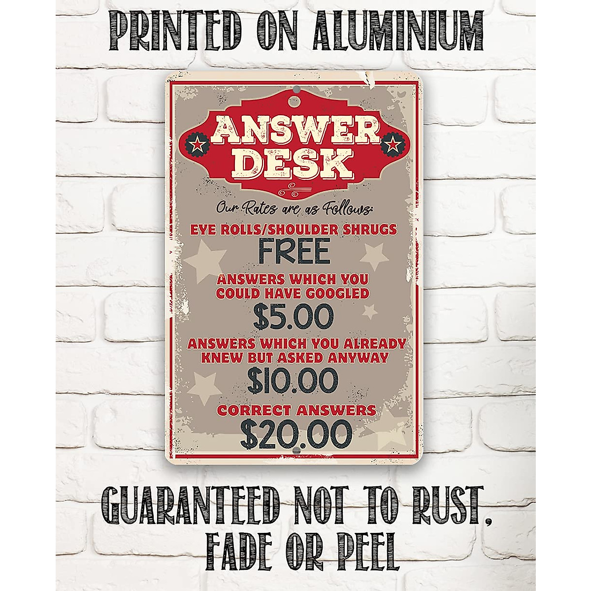Personalized Answer Desk - Custom Metal Office Sign for Home Office Business, Funny Front Desk Decor, Perfect Gift for Secretary and Receptionist, 8x12 or 12x18 Indoor/Outdoor Durable Metal Sign
