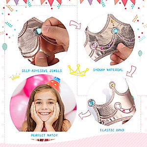 66 Pieces Foam Princess Tiaras DIY Crowns Kids Party Favors Craft Crystal Diamond Sticker Girls Making Your Own Tiara (Multicolor)