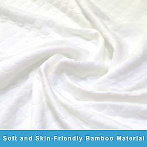 Ganggend Mattress Topper Cover (Only Cover), Mattress Protector for 3-Inch Queen Size Mattress Topper, Bamboo Rayon Removable Mattress Encasement with Adjustable Straps