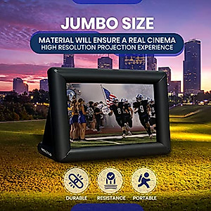 16 FT Outdoor Inflatable Projector Screen -NOZZCO- Portable Giant Movie Screen + 10x Printable Movie Ticker Templates + Lightweight & Easy to Inflate –Premium Material Made for Family Pool Party