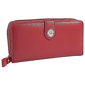 Stone Mountain USA Large Zip Around Leather Wallet, Red