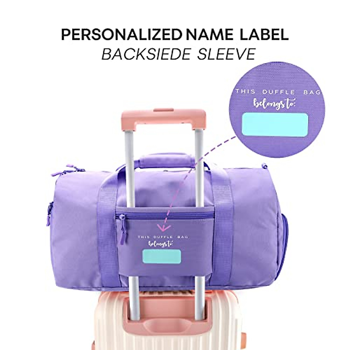 mibasies Dance Bag for Girls Duffle Bag Kids Overnight Travel Sleepover Bags Sport Gym Bag with Shoes Compartment(Mermaid Purple)