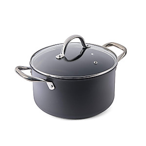 Cuisipro Easy Release Hard Anodized Stainless Steel Stock Pot, 6qt/9.5"diam
