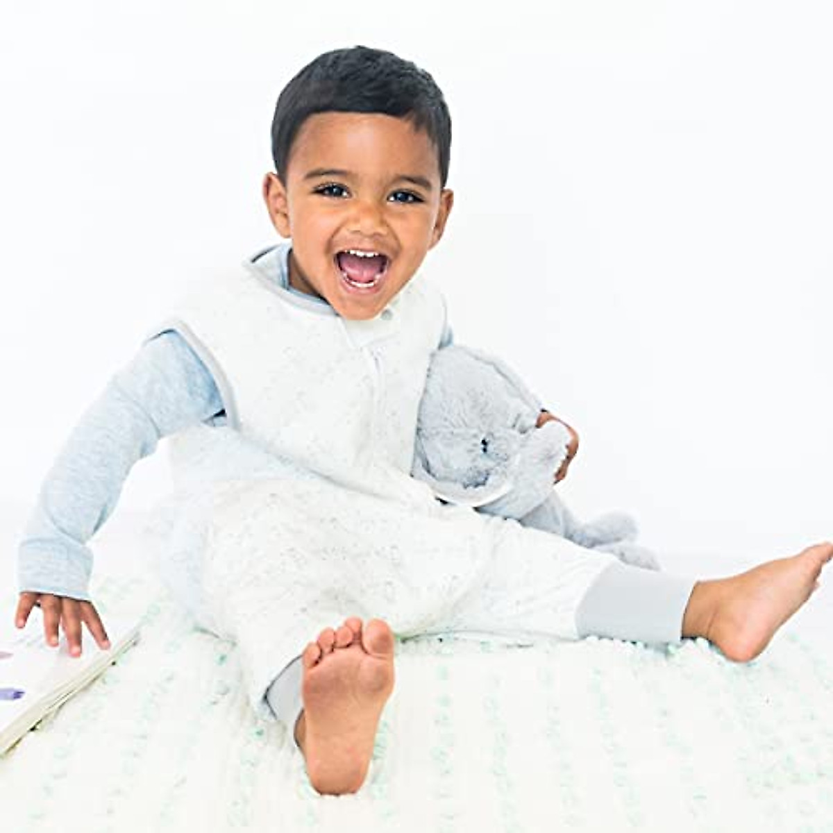 Tealbee DREAMSUIT: Toddler Sleep Sack with Feet 2T 3T - 1.2 TOG Four Season Baby Wearable Blanket for Walkers - Bamboo, Organic Cotton Sleeping Bag - Love Milk